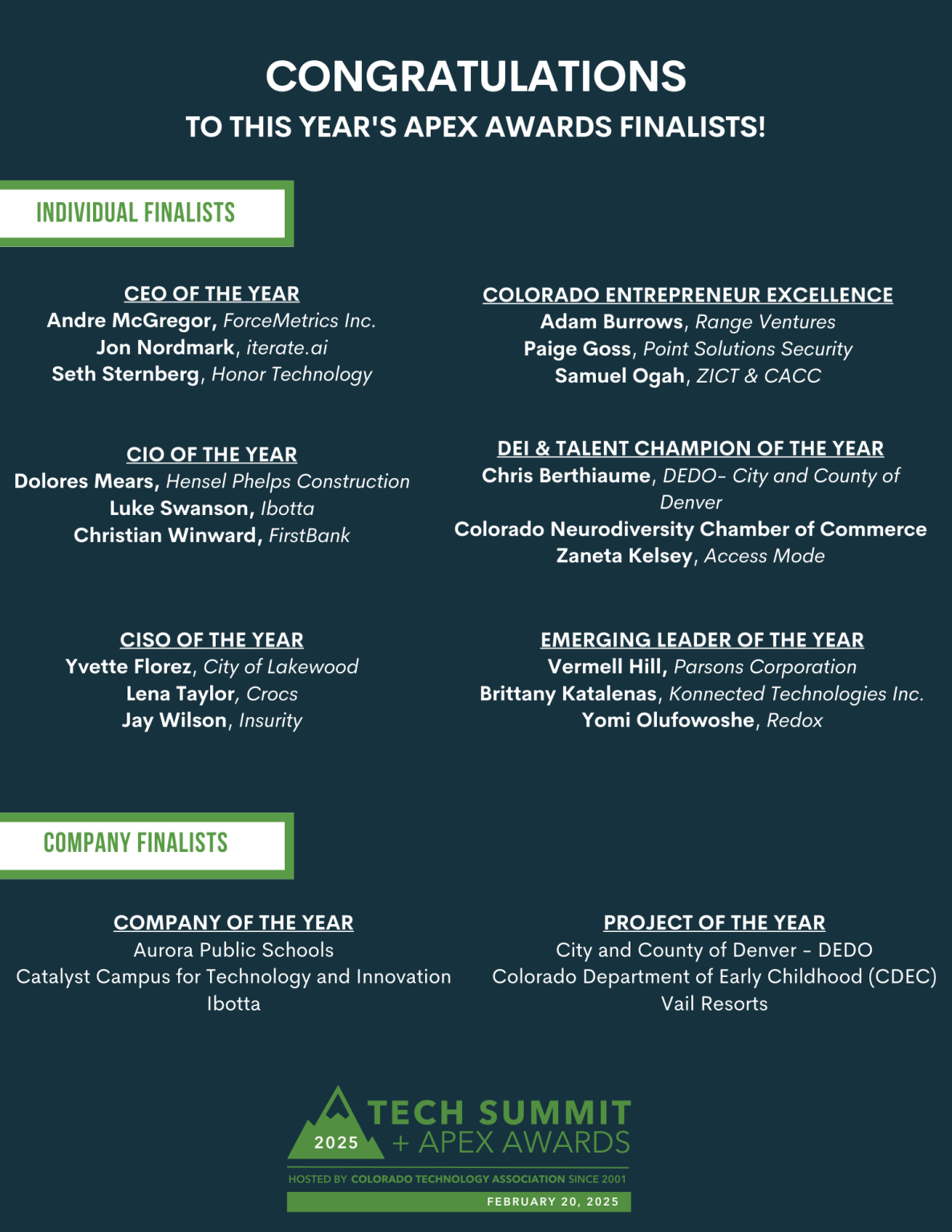 2025 Tech Summit + APEX Awards - Colorado Technology Association